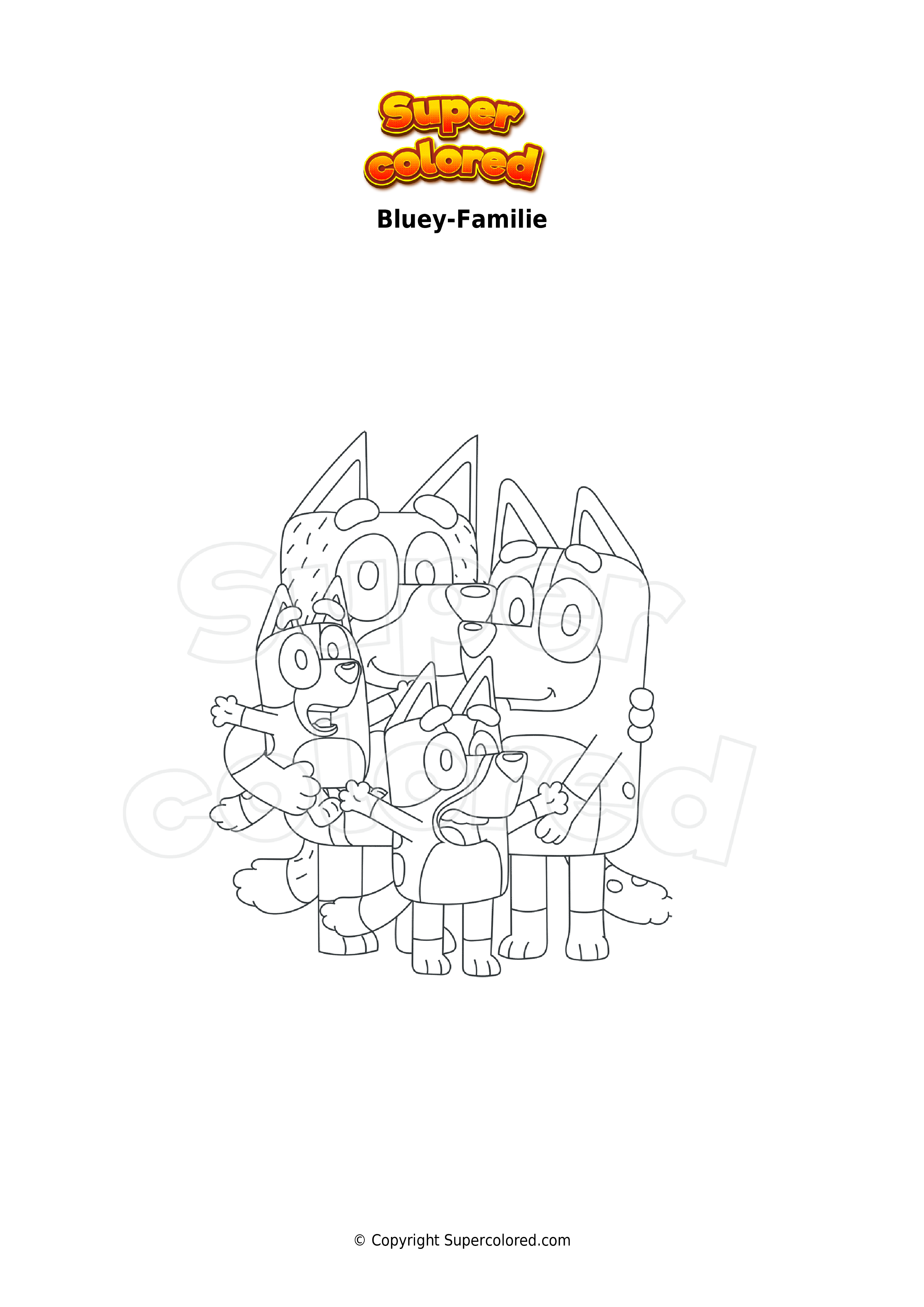 Ausmalbild Blueys Familie Im Bett Supercolored