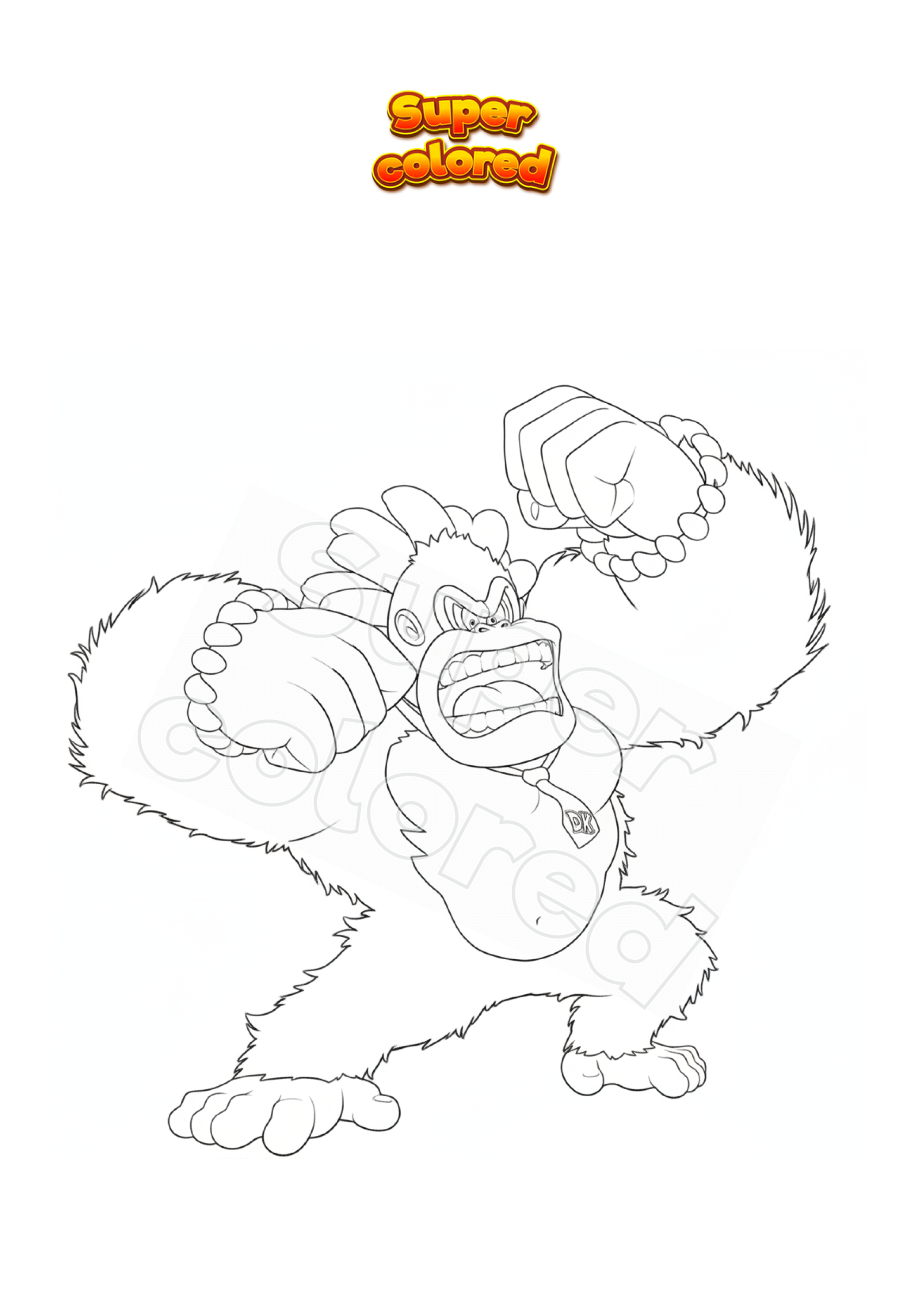 Ausmalbild Fröhliche Donkey Kong Bananza