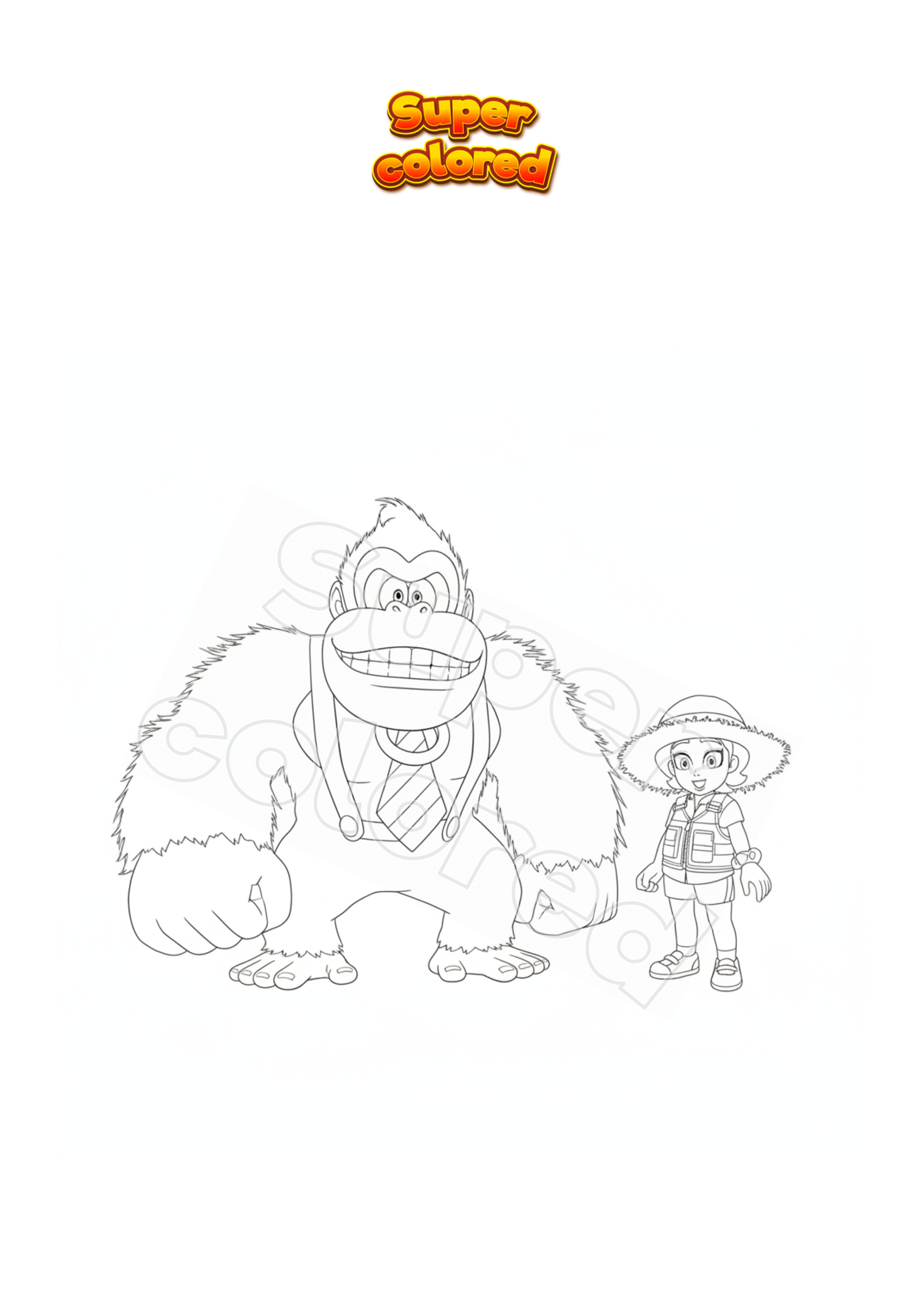 Ausmalbild Donkey Kong Bananza nachdenklich