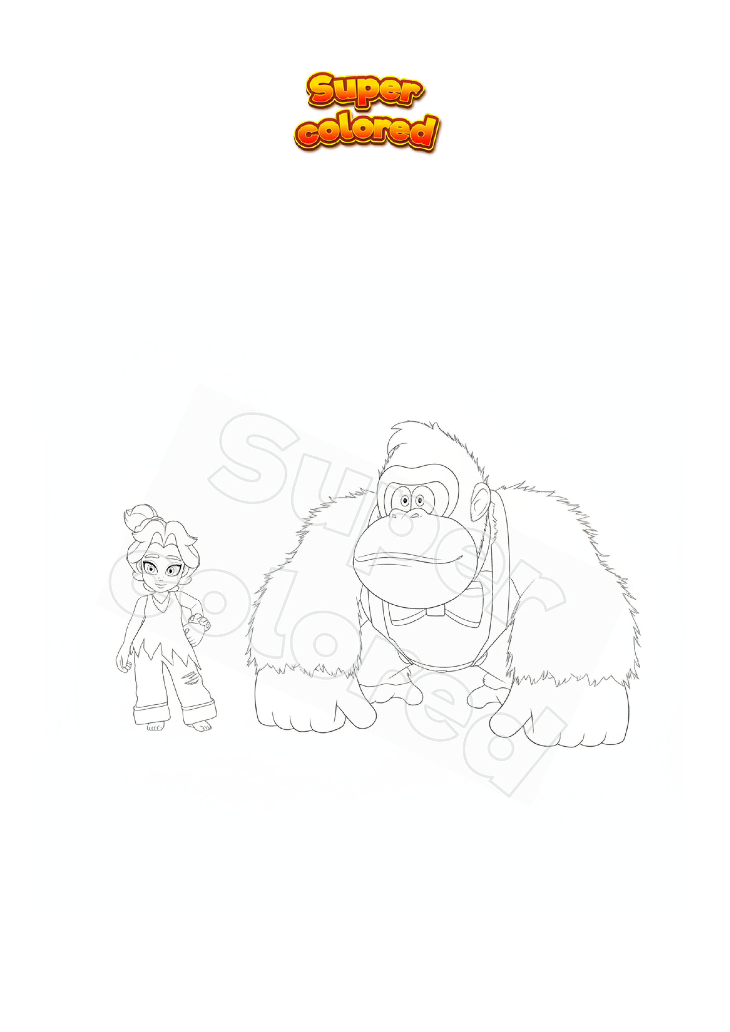 Ausmalbild Donkey Kong con Pauline