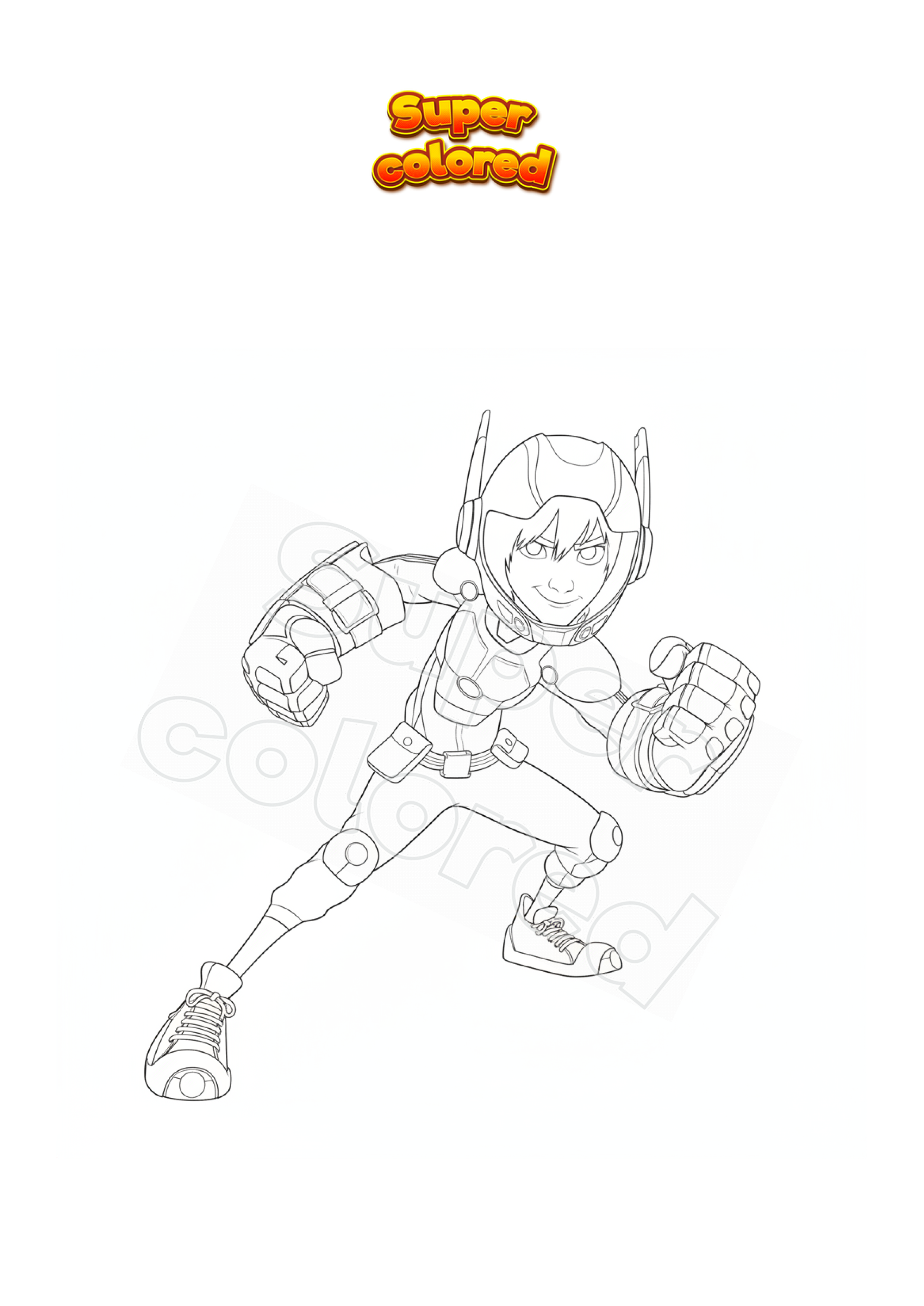 Coloriage Baymax vole dans Big Hero 6