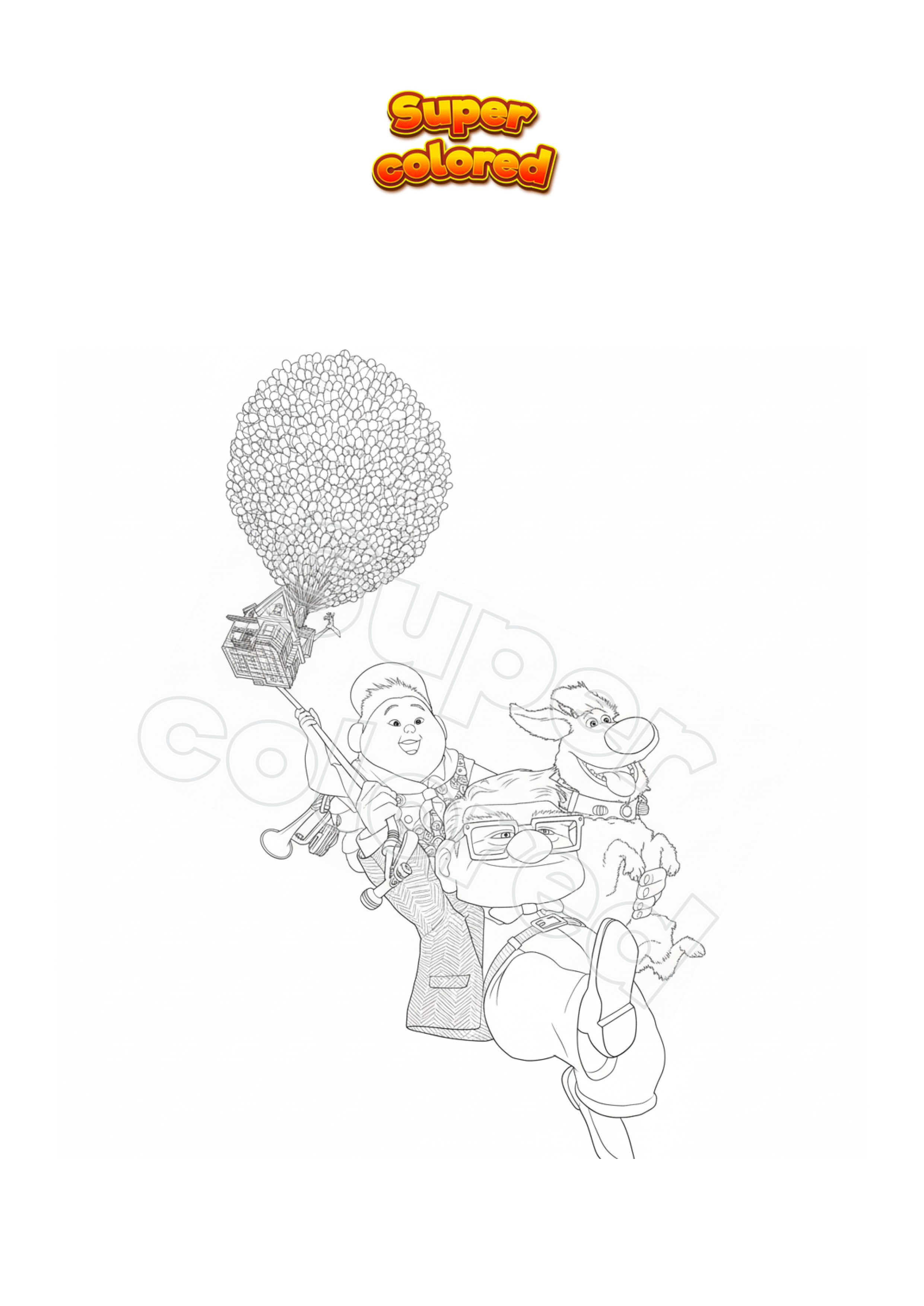 Coloring page Carl Russell and Dug UP