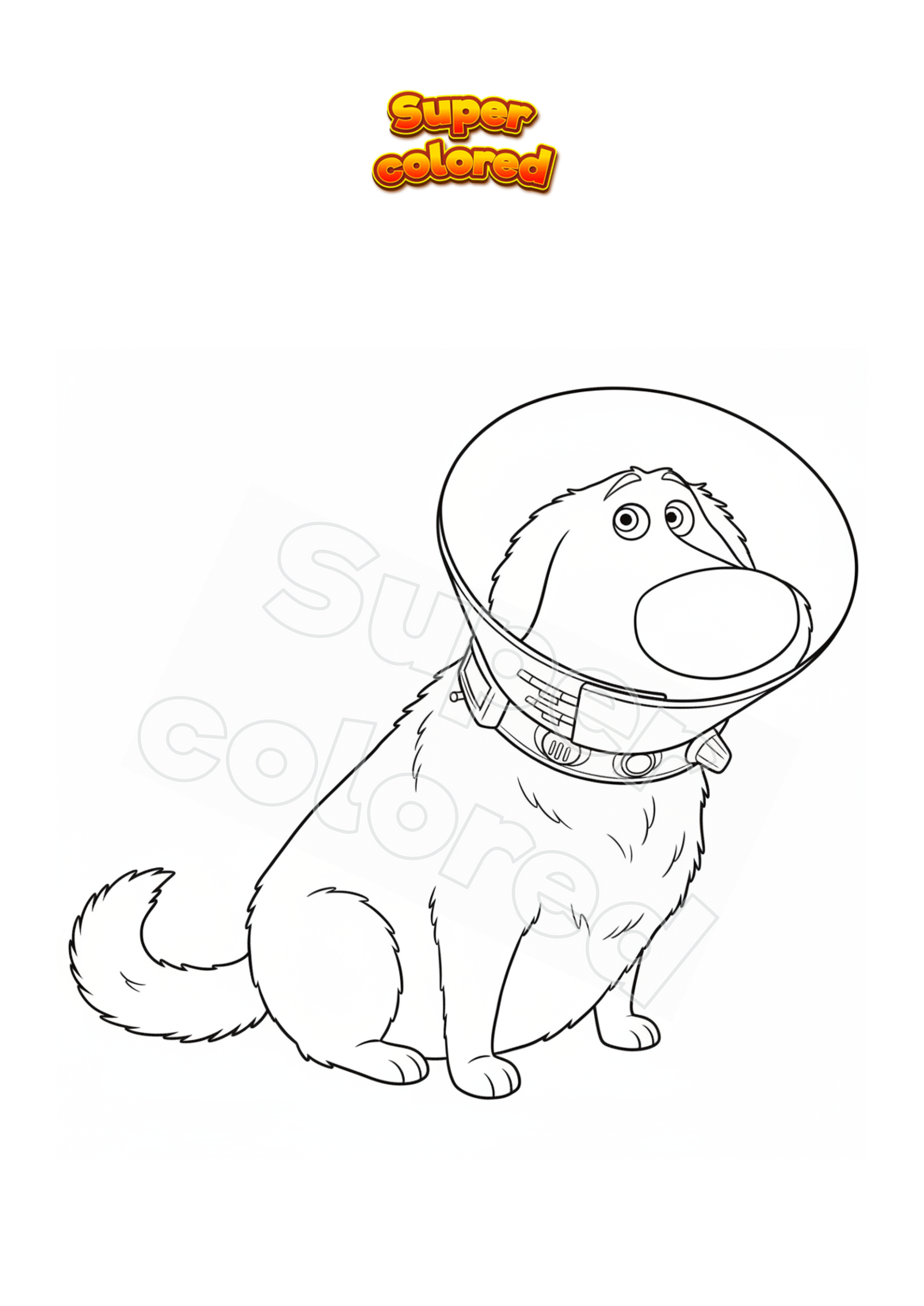 Coloring page Dug dog with a collar of shame