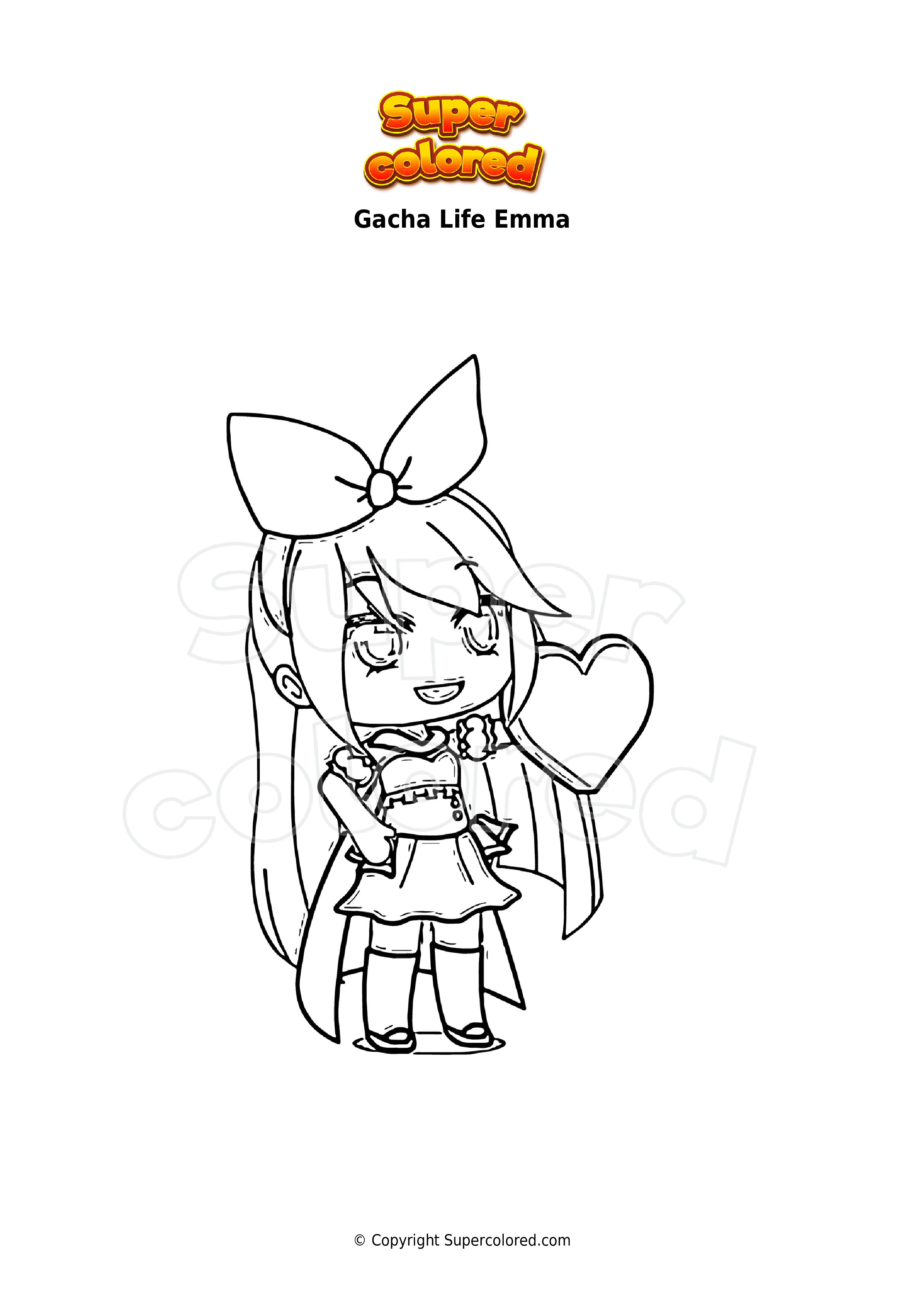 Coloring Page Gacha Life Emma Supercolored