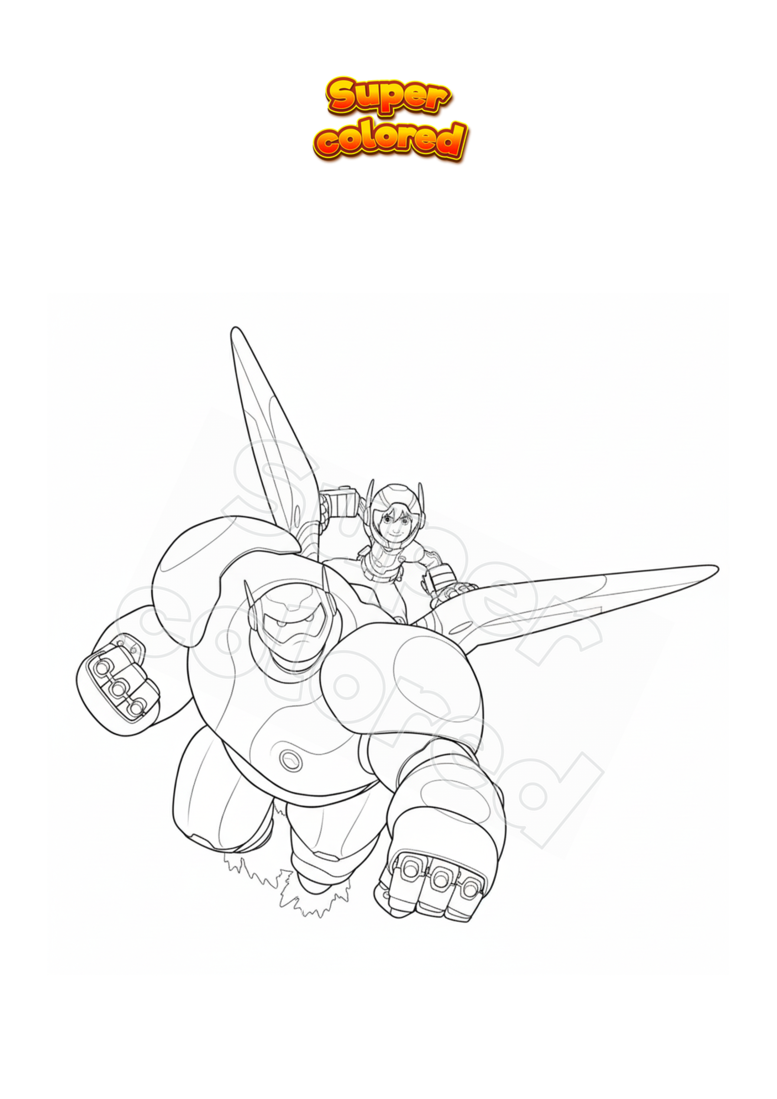 Coloring page Hiro and Baymax Big Hero 6