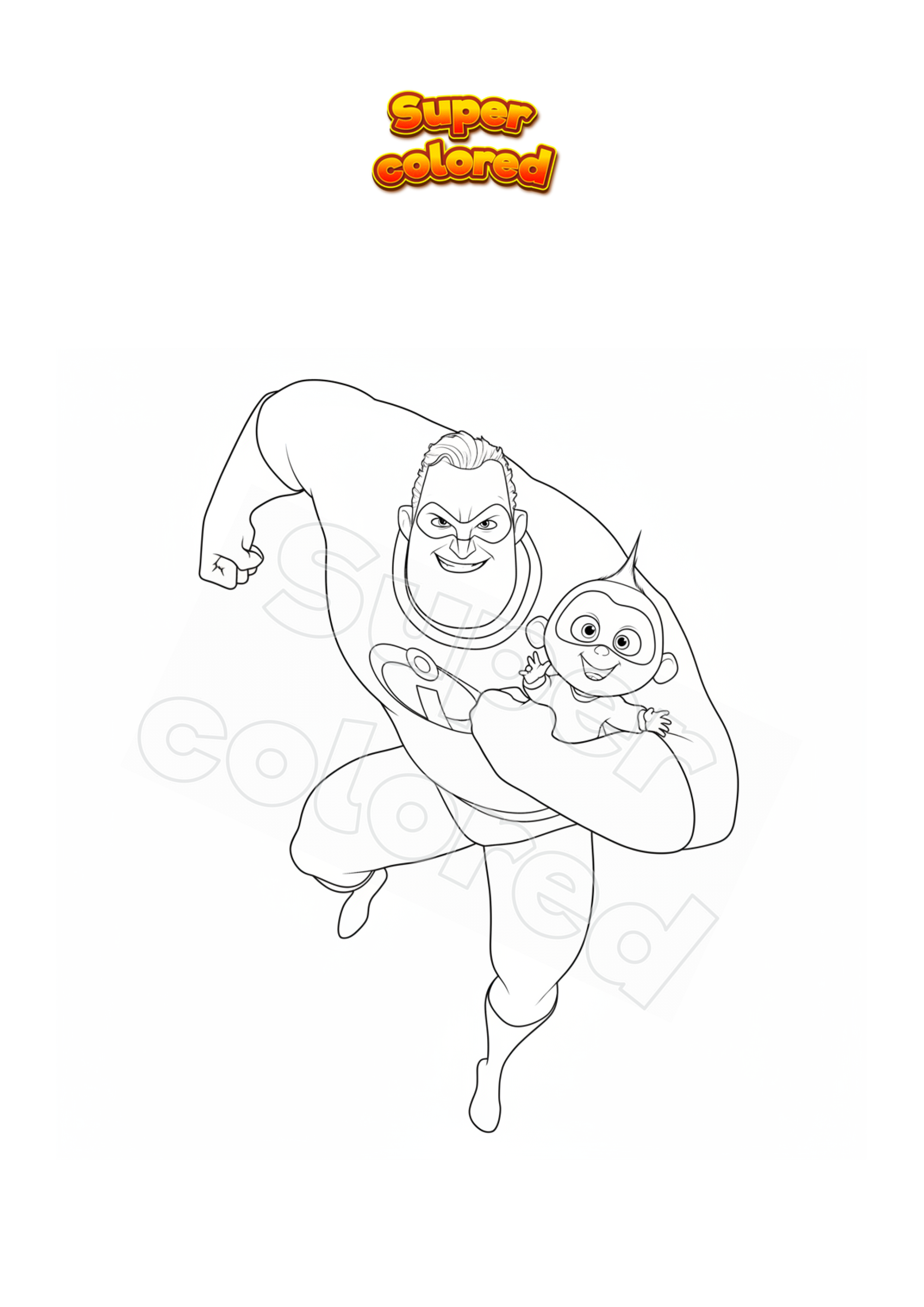 Coloring page Mr. Incredible and Jack Jack