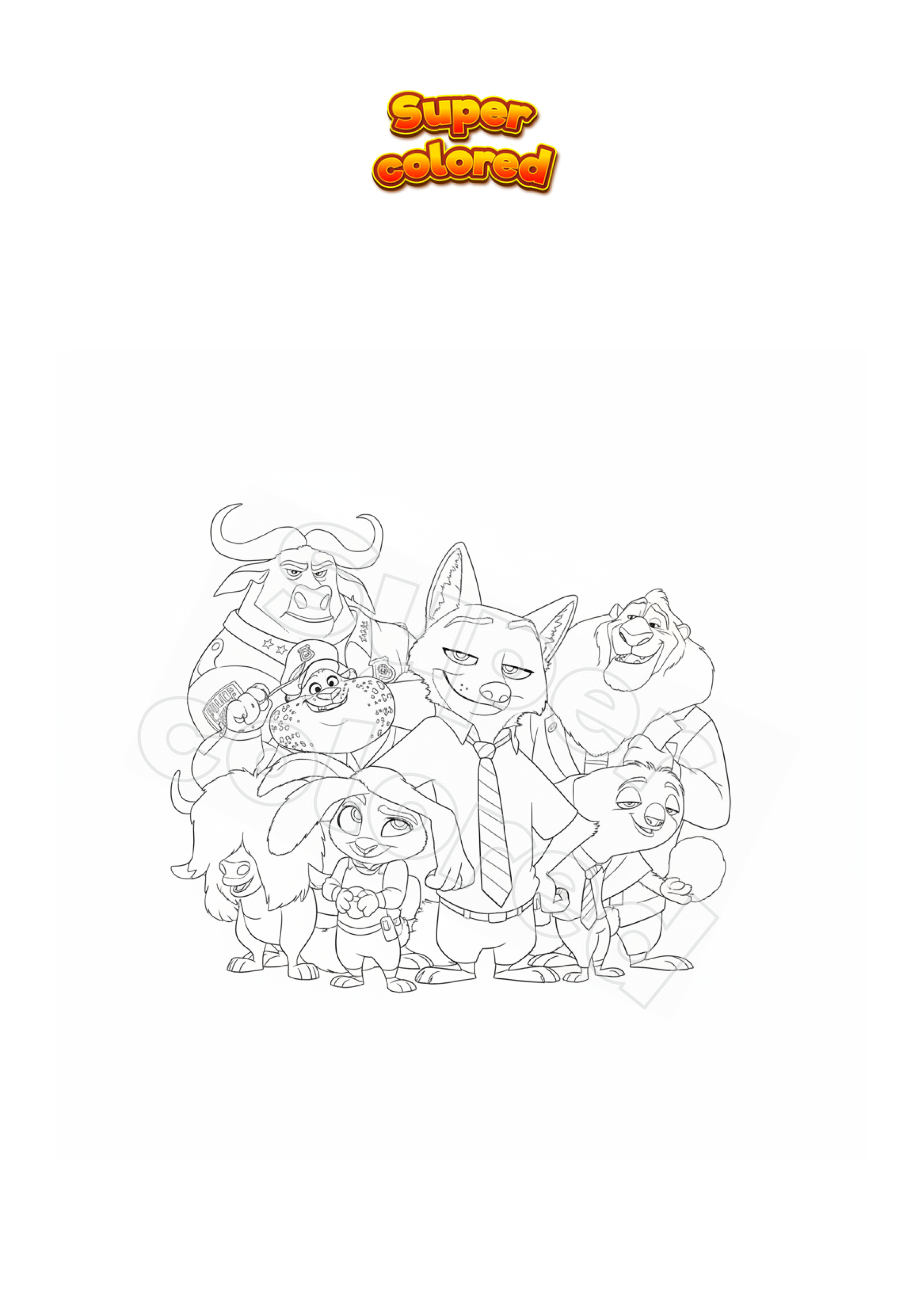 Coloring page Judy Nick Gary De Snake Zootopia 2