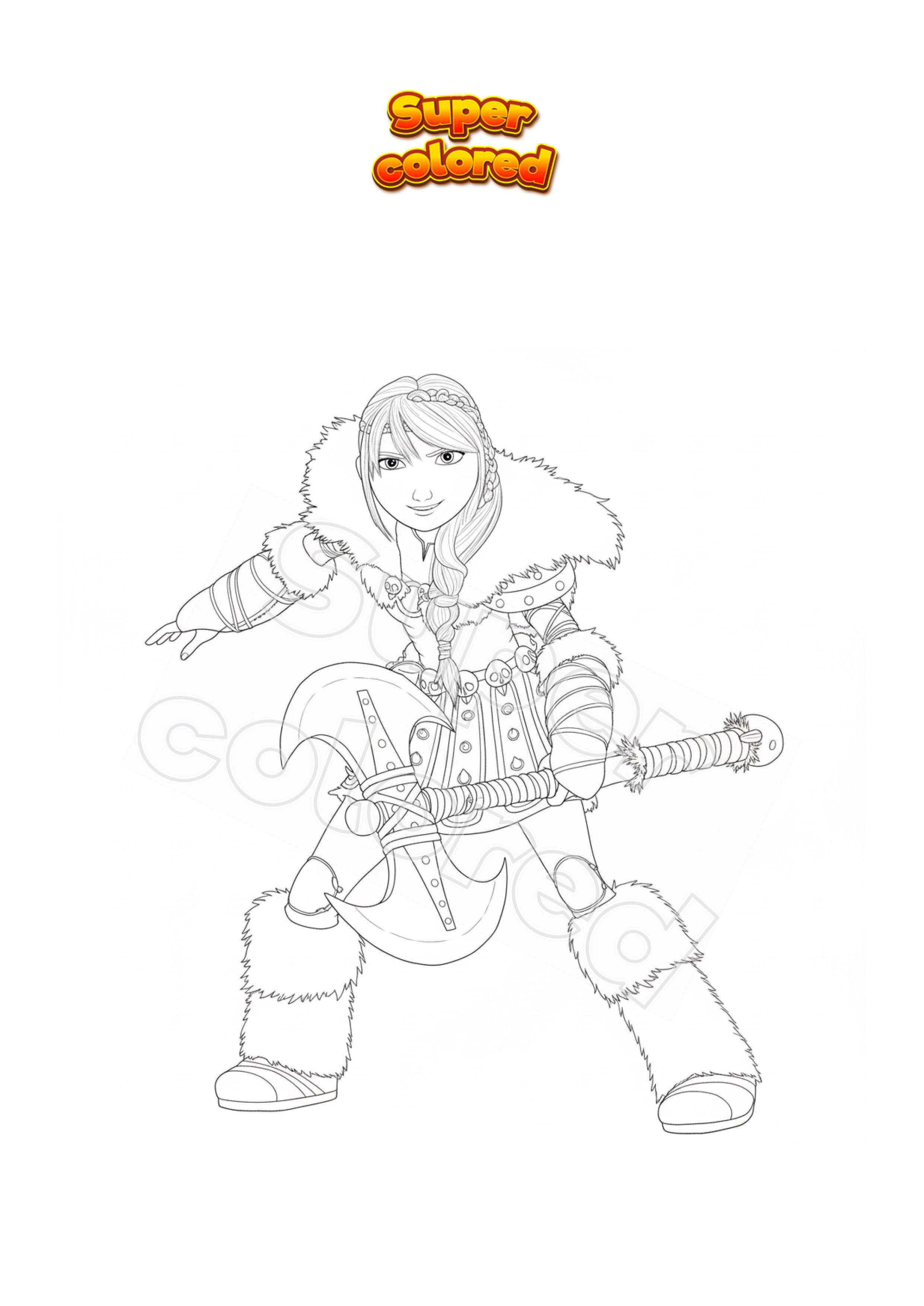 Dibujo para colorear Astrid lucha en Cómo entrenar a tu dragón
