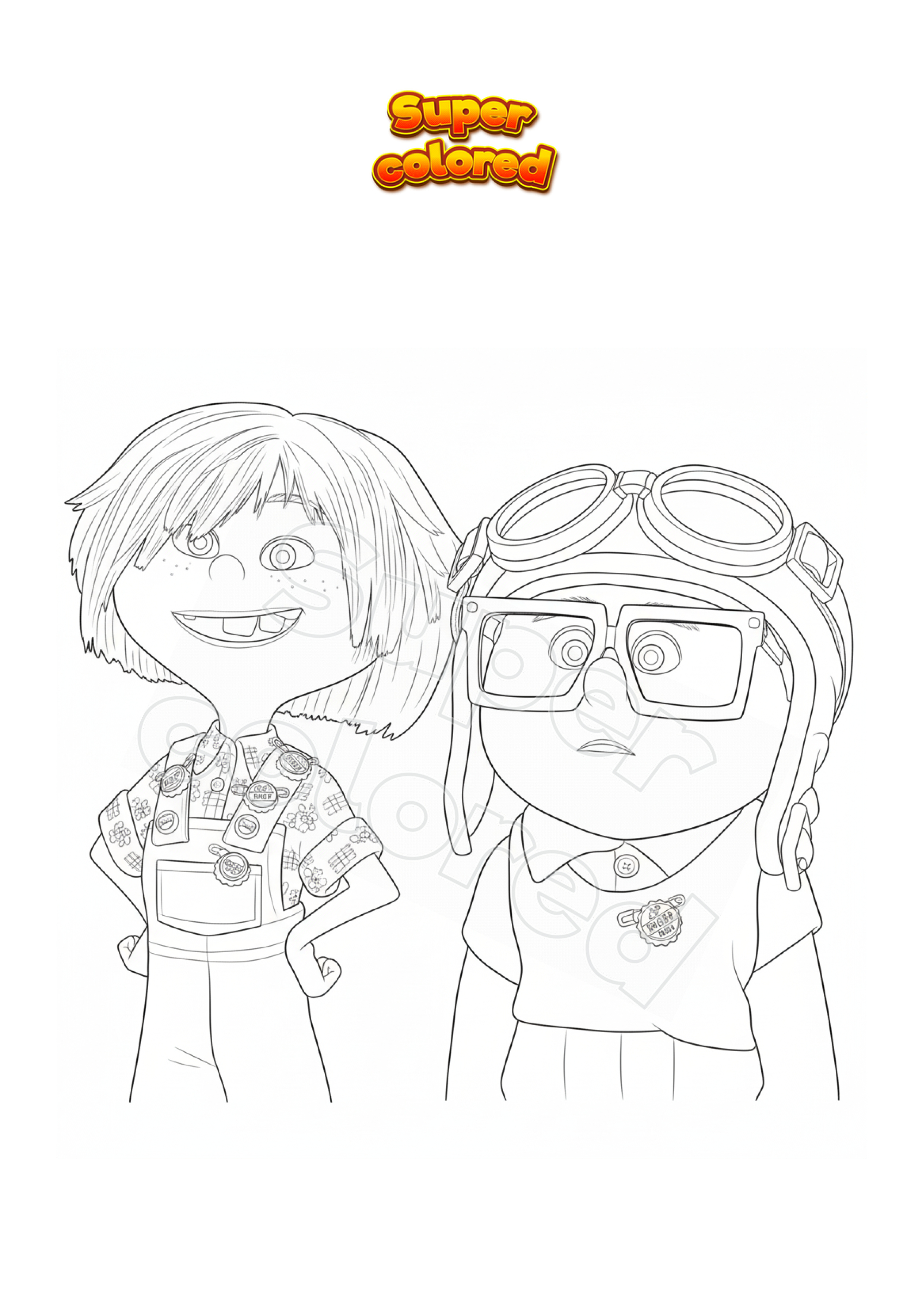 Dibujo para colorear Carl y Ellie cuando eran niños UP