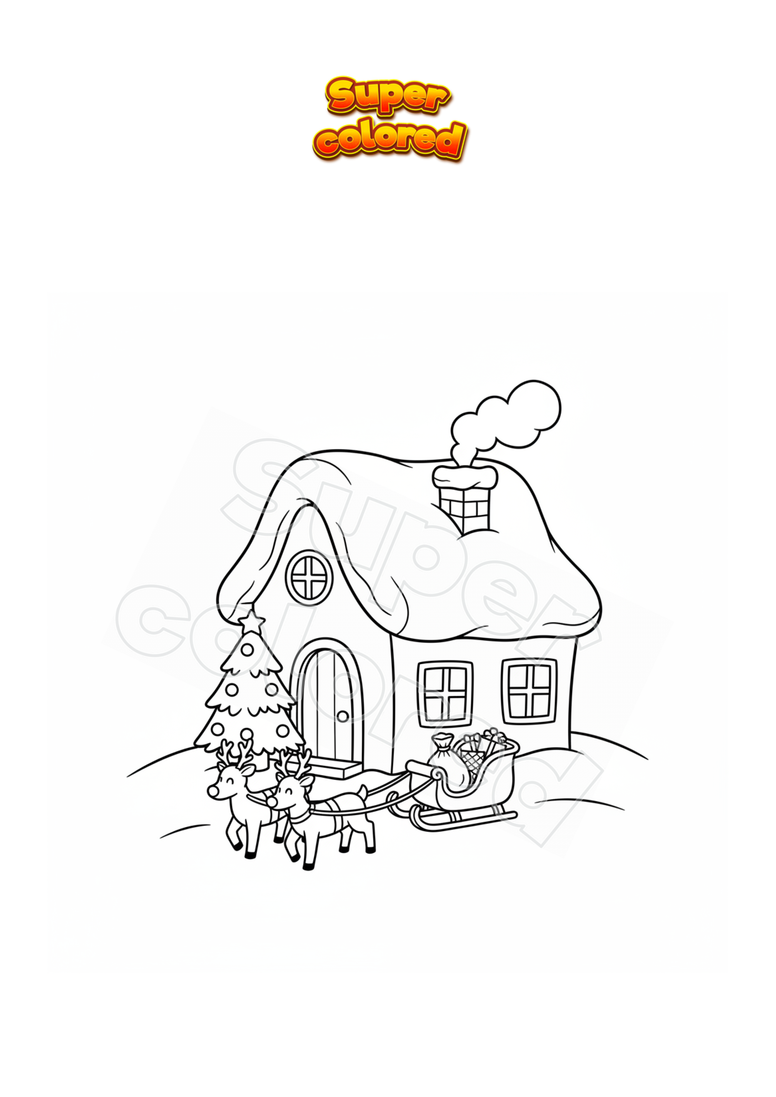 Dibujos Para Colorear - La casa de Papá Noel - Supercolored