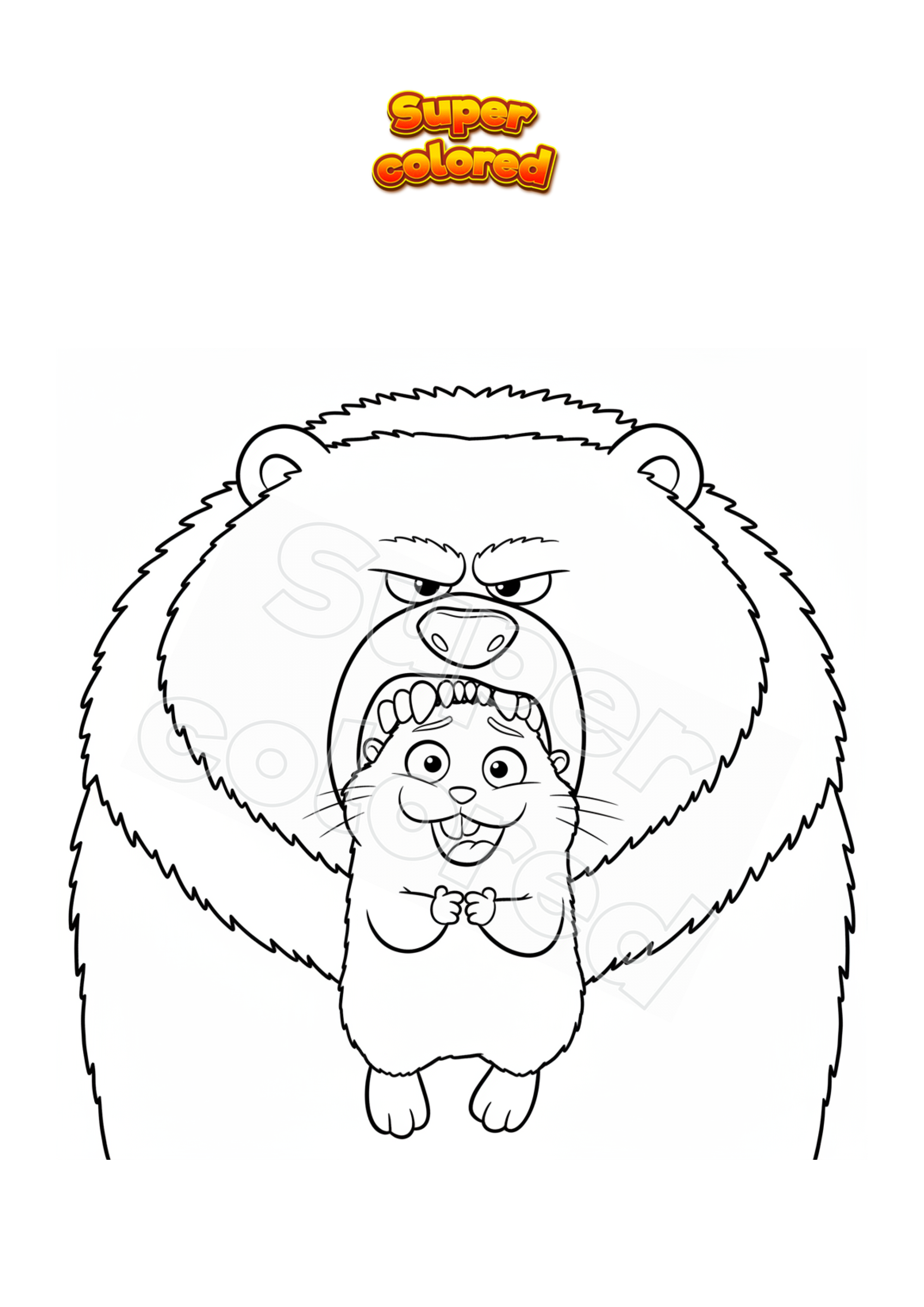 Dibujo para colorear Masha duerme en la cama con Oso