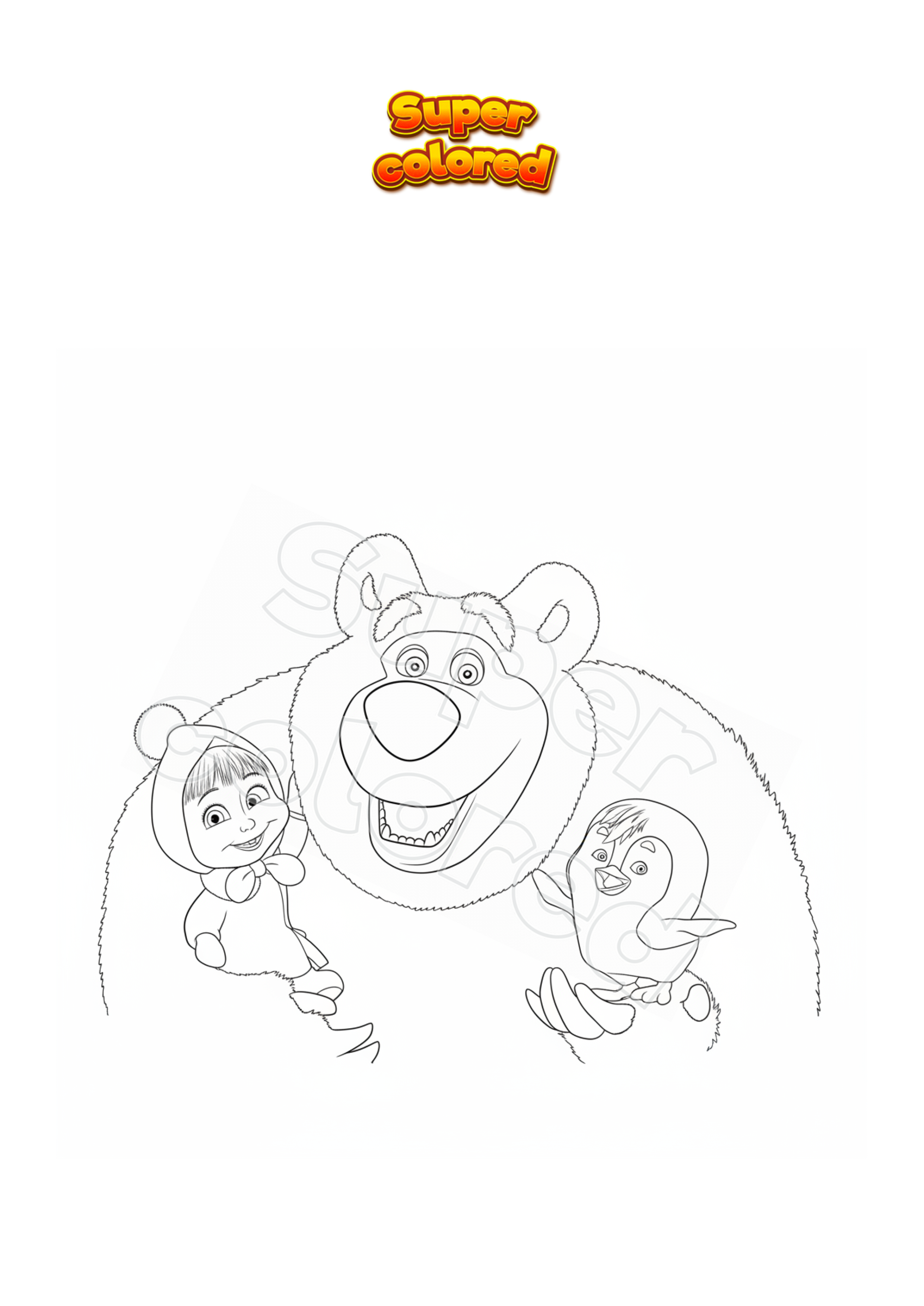Dibujo para colorear Masha en Masha y el oso