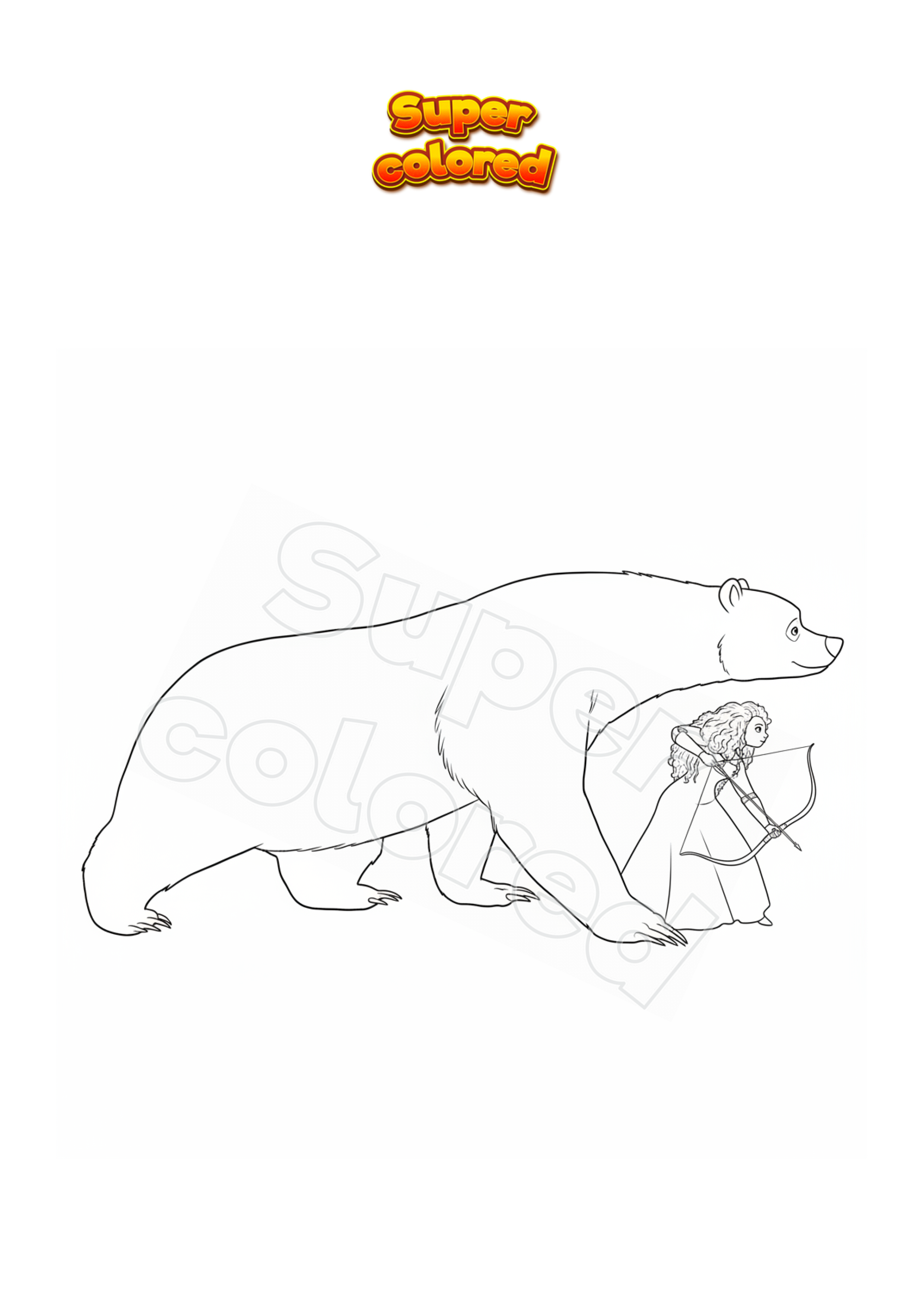 Dibujo para colorear Mérida y los Hermanos Oso