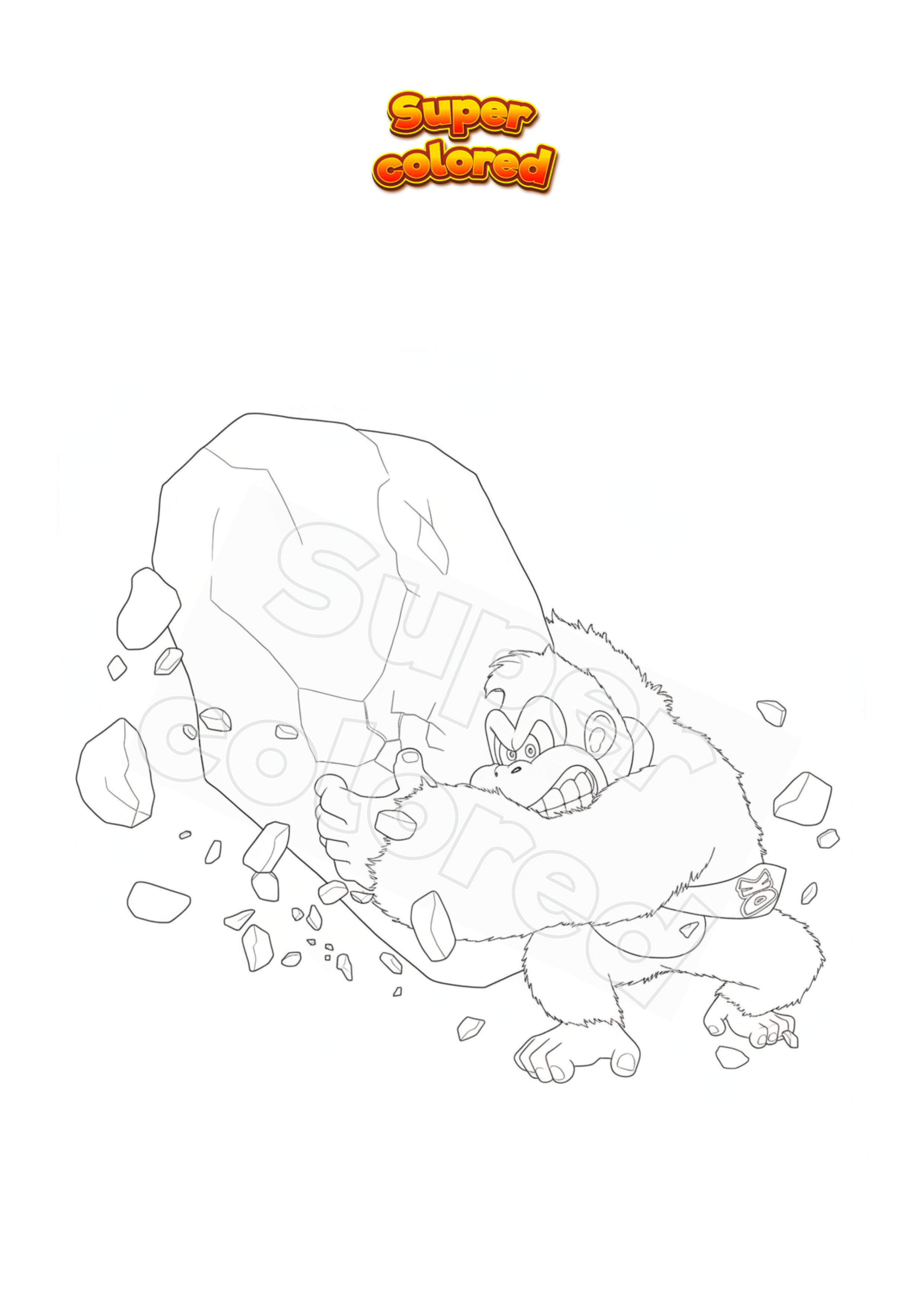 Disegno da colorare Donkey Kong Bananza masso