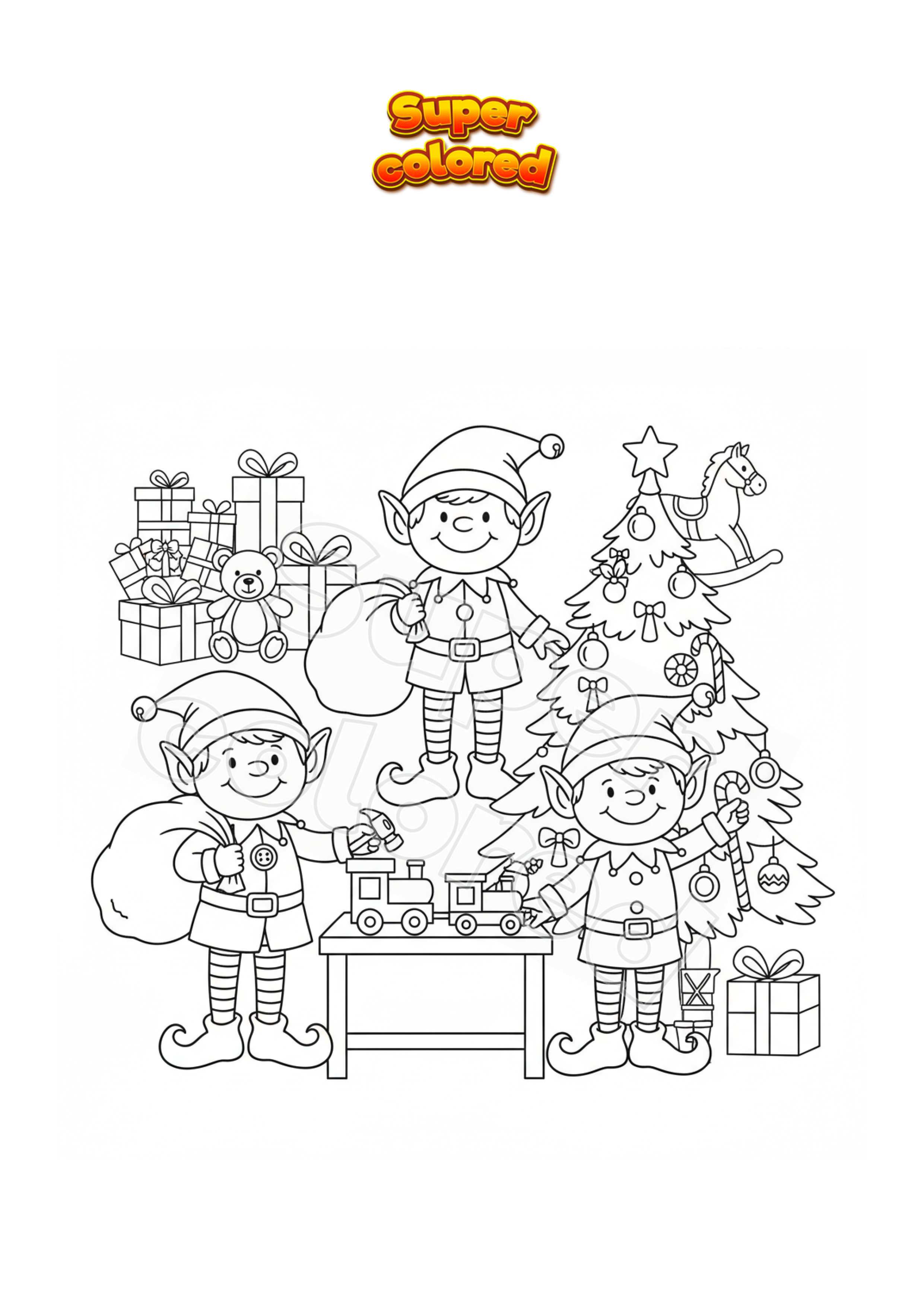 Disegno da colorare Elfo di natale