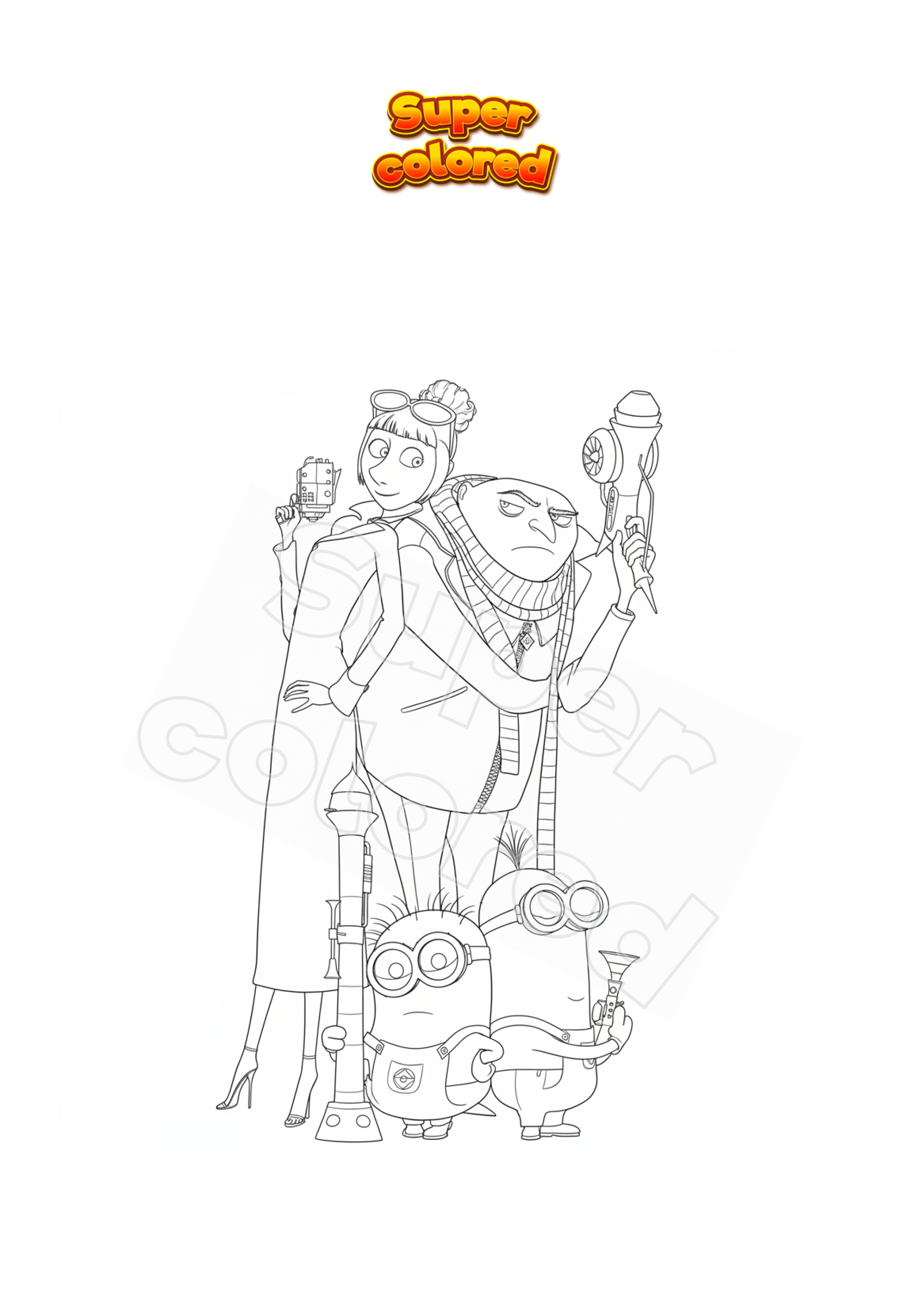 Disegno da colorare Lucy Gru e i Minions