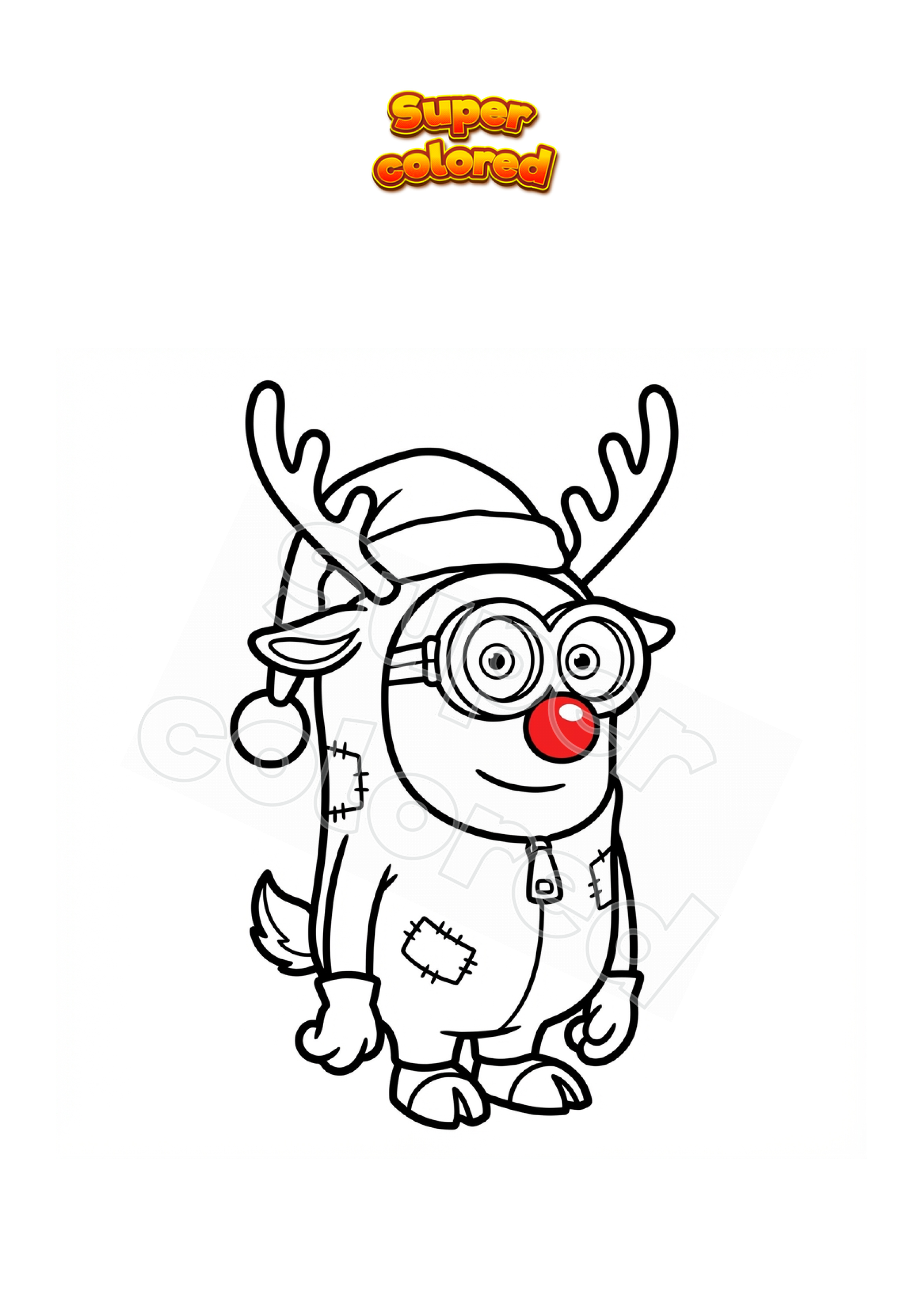 Disegno da colorare Babbo natale con renna