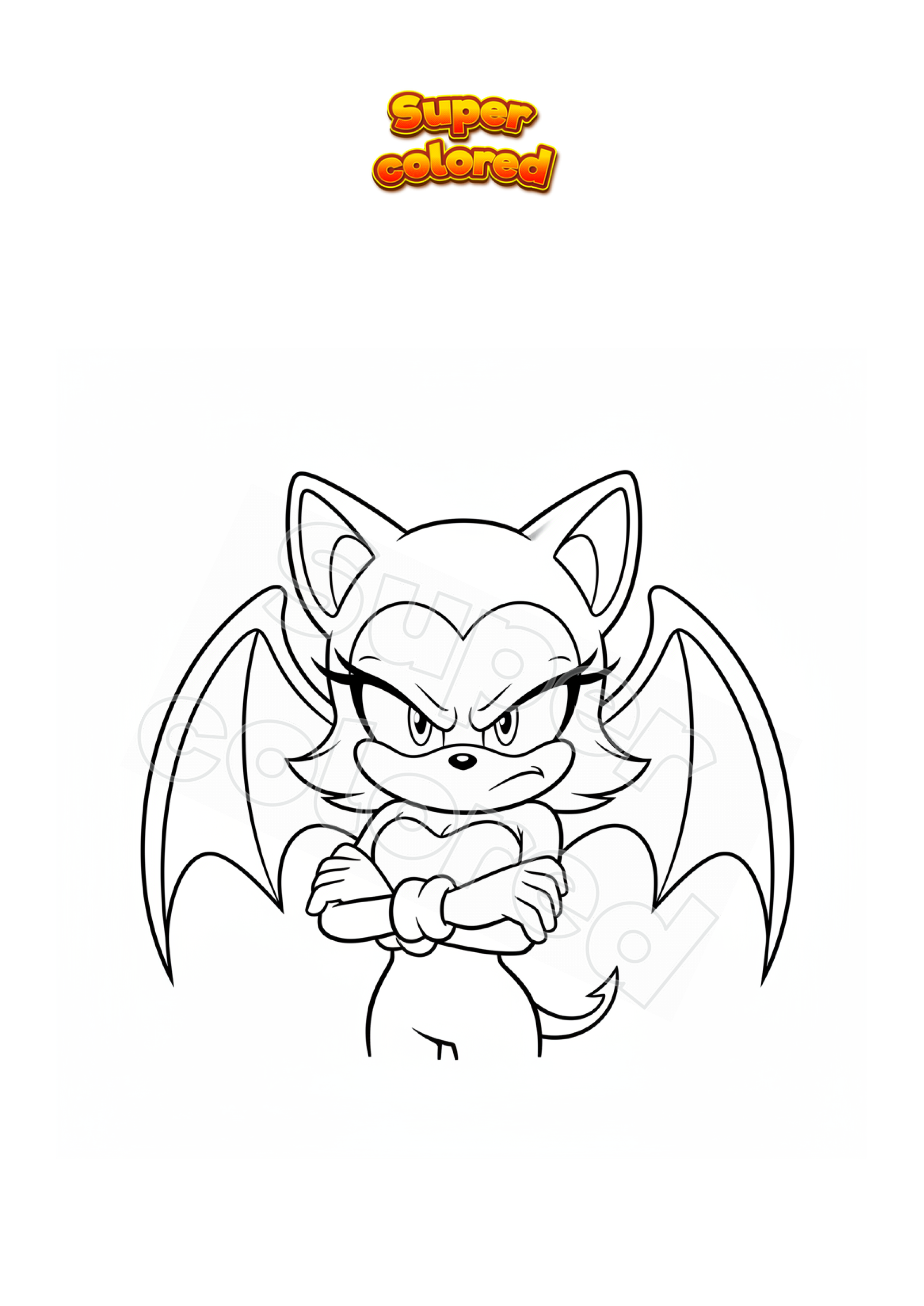 Disegno da colorare Rouge the bat arrabbiata